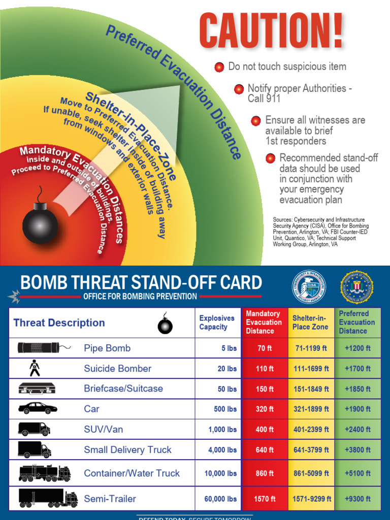 Bomb Threat Stand-Off Card Digital Final v3.0 | PDF | Explosive Weapons ...