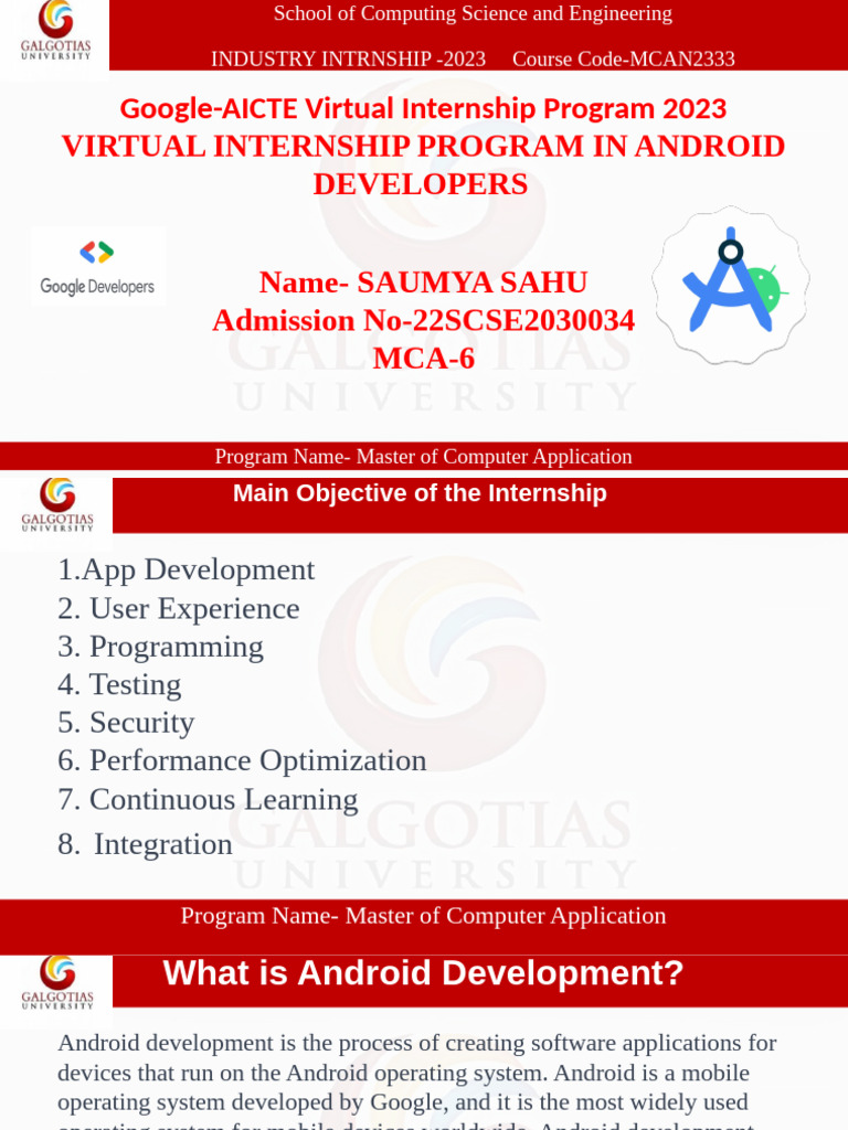 Android Development Internship 2023 | PDF | Android (Operating System) | Mobile App