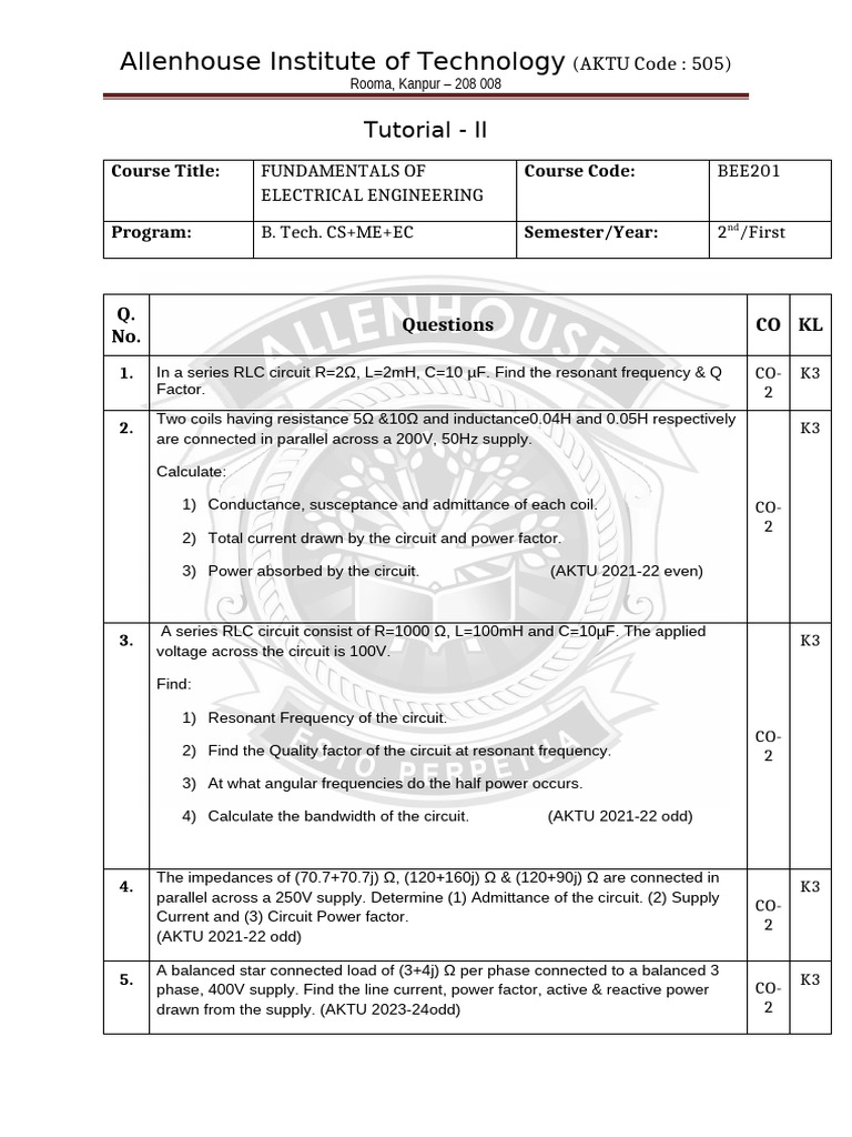 Tutorial 2 | PDF | Physical Quantities | Electrical Engineering