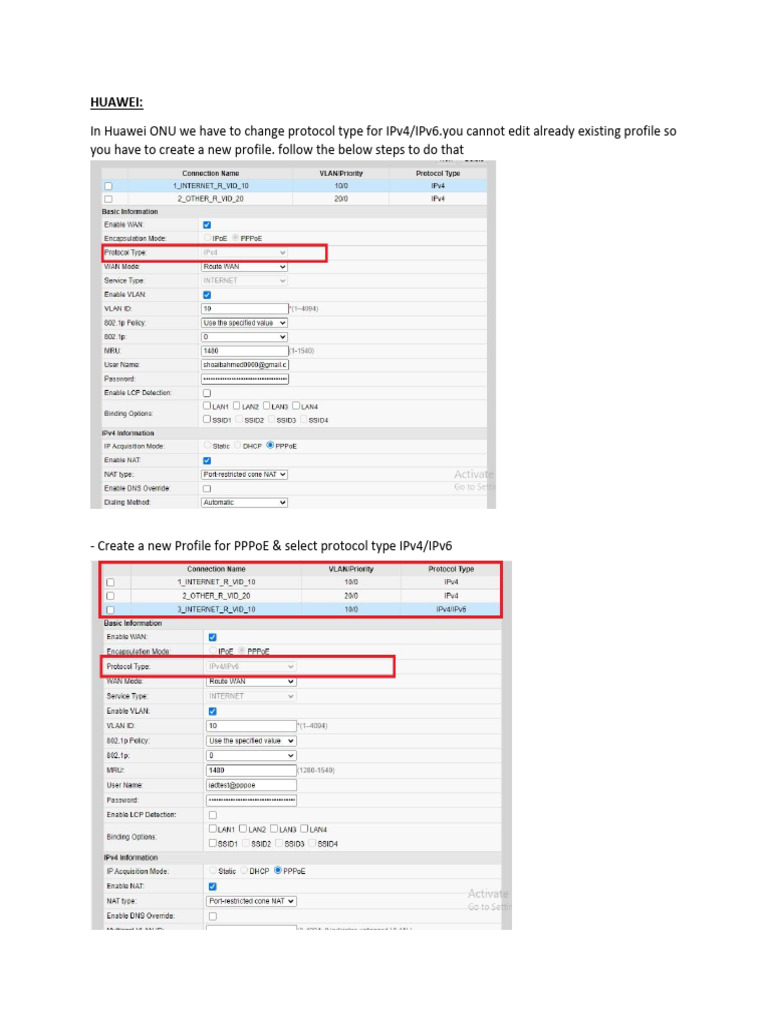 Huawei Onu Ipv6 Configuration | PDF
