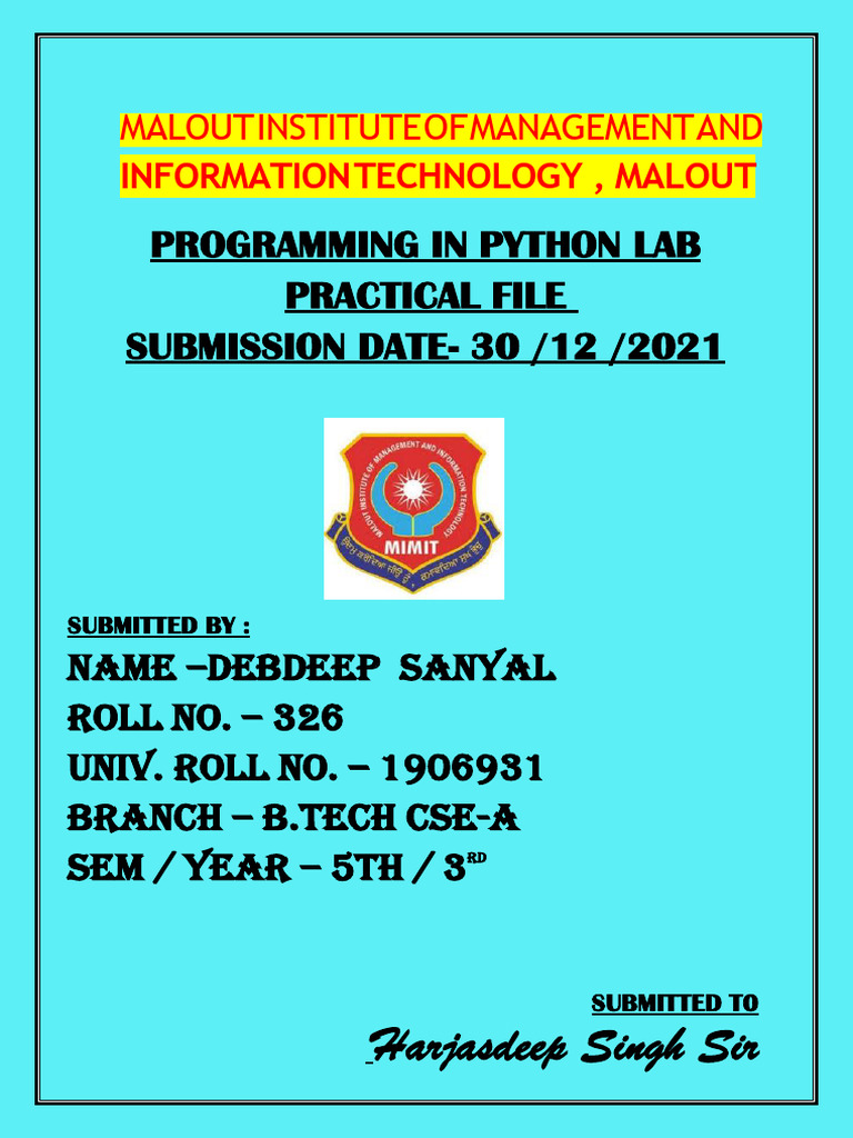 Debdeep Sanyal_Roll No-326_python Practical File | PDF | Python ... Debdeep Sanyal_Roll No-326_python Practical File | PDF | Python ...