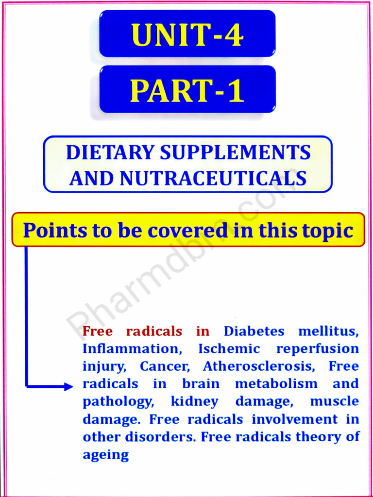 Dietary Supplements Unit 4 | PDF | Reactive Oxygen Species | Inflammation