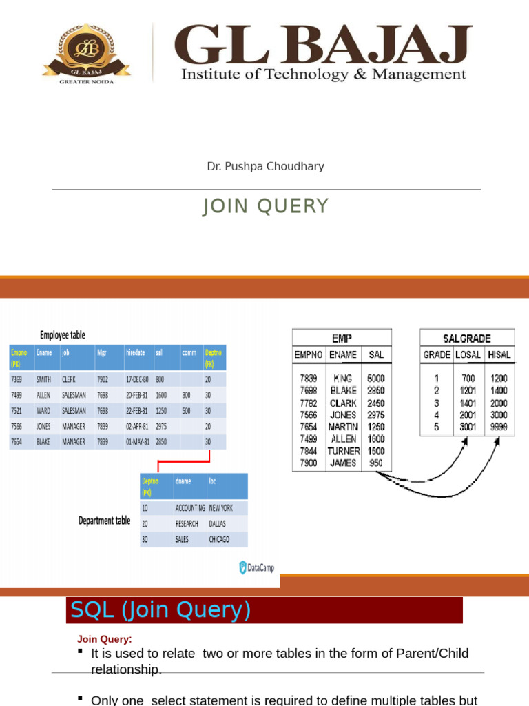 join query | PDF | Software Engineering | Computer Data