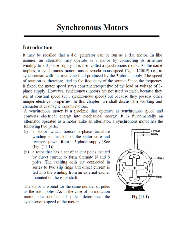 3-Phase Synchronous Motors | PDF