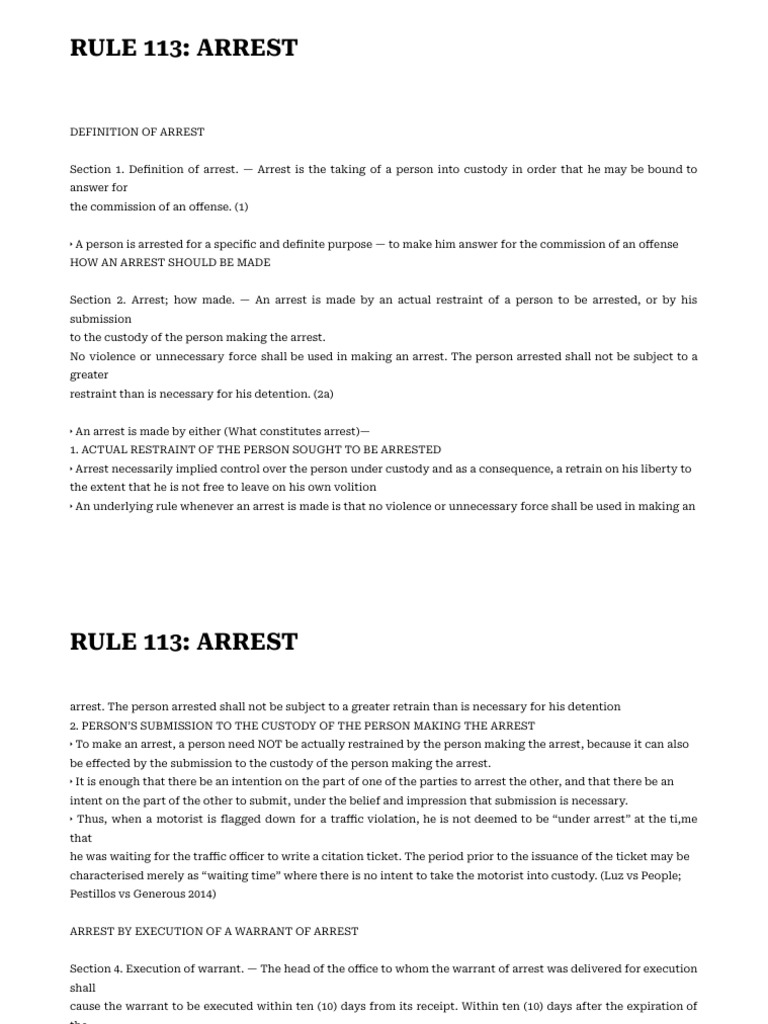 RULE 113- ARREST BY TIU | PDF | Search Warrant | Arrest