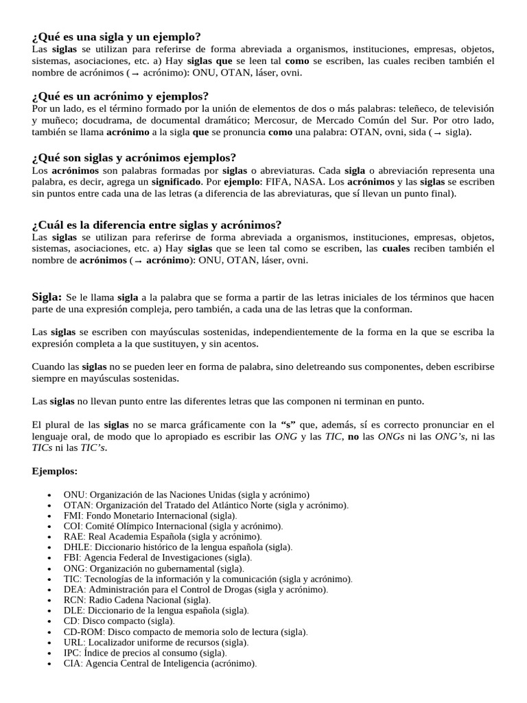 Siglas y acrónimos: Definición y ejemplos | PDF | Acrónimo