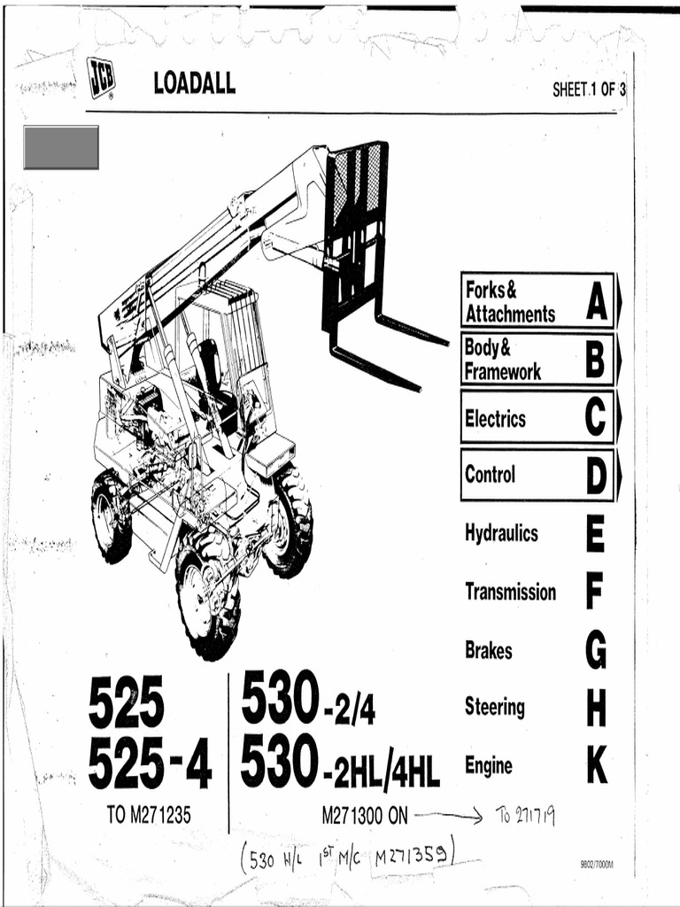 18180574-Jcb Loadall 525 525-4 530-2 4 530-2hl 4hl Parts Manual | PDF