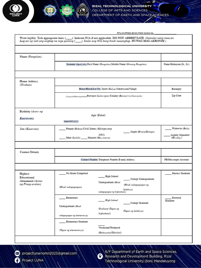 8 - Participant Profile Form | PDF