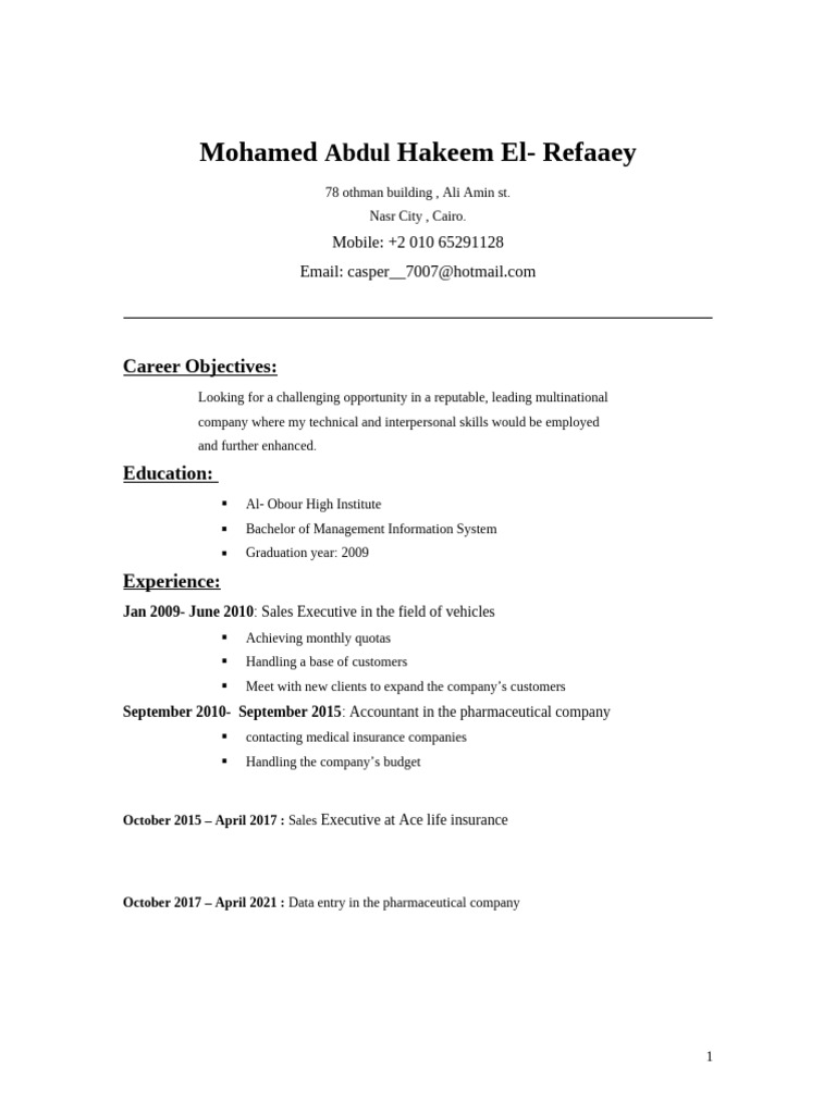 Career Profile: Mohamed El-Refaaey | PDF