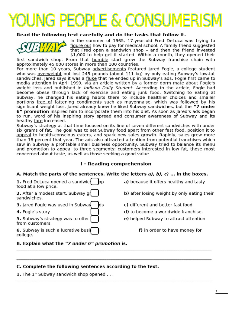 Young People Consumerism Test 11th Grade Professio Tests - 111810 | PDF