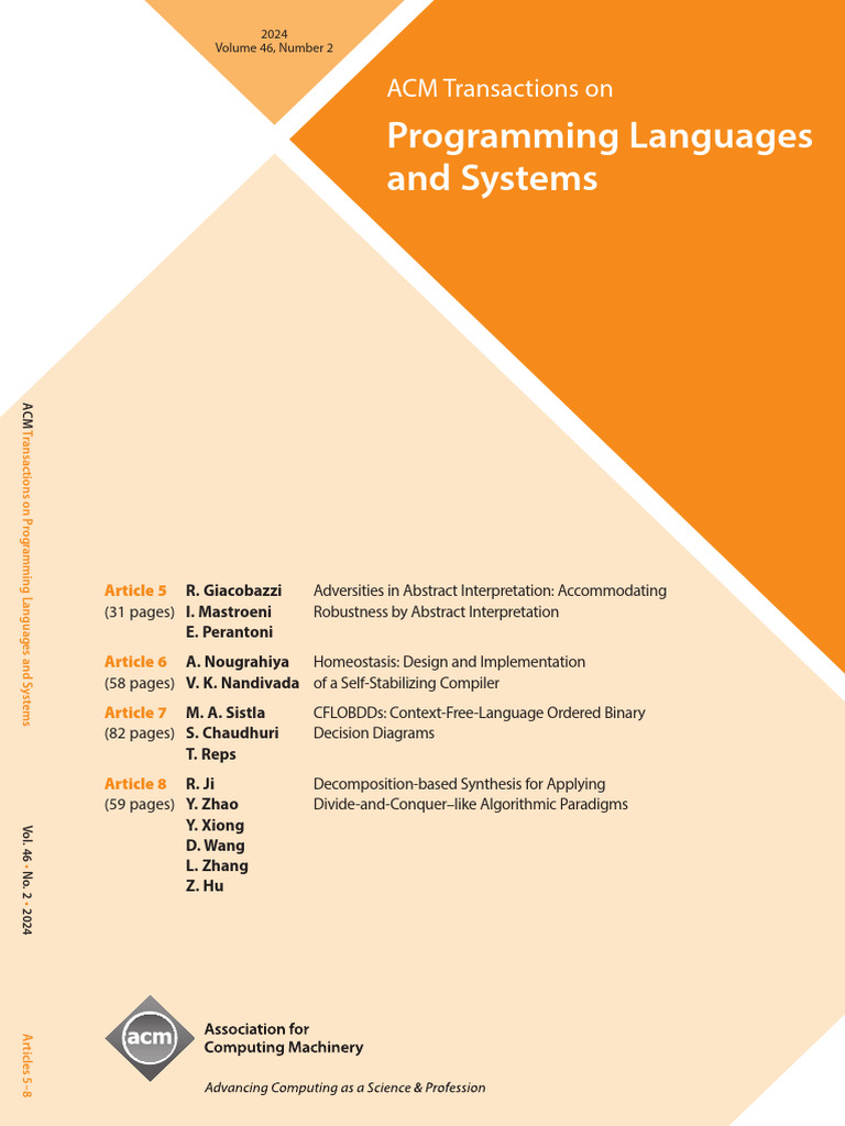 Programming Languages and Systems: ACM Transactions On | PDF | Statistical Classification ...