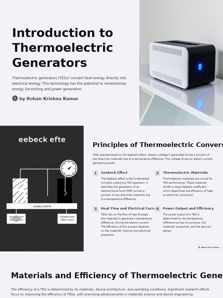 Introduction To Thermoelectric Generators Pdf Physical Chemistry