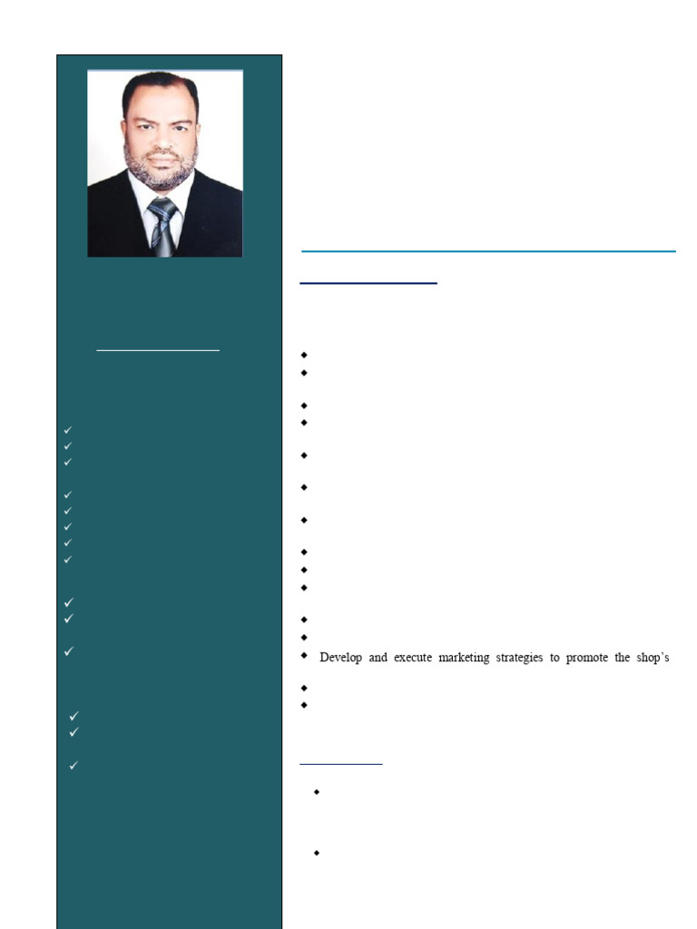 CV-MD SHAHID ULLAH - Shop Manager | PDF | Sales | Business