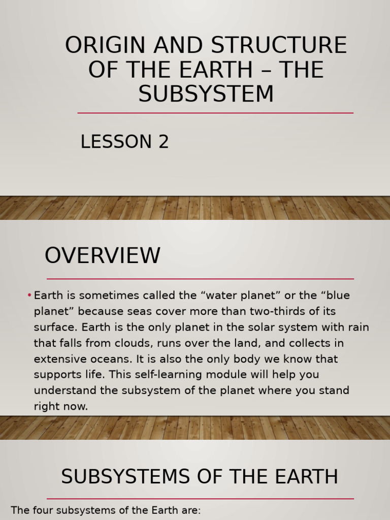 Origin and Structure of The Earth Subsystem | PDF