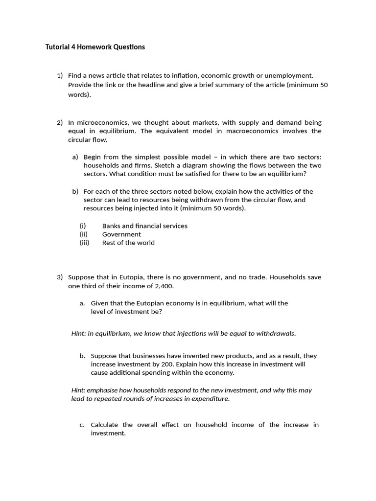 Tutorial 4 Homework Questions | PDF | Finance & Money Management
