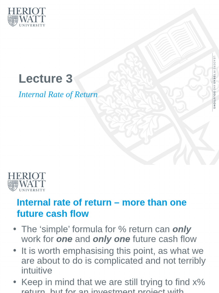 Lecture 3 - Internal Rate of Return | PDF | Internal Rate Of Return | Net Present Value