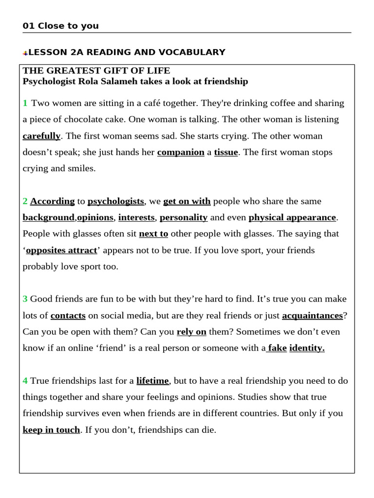 The Greatest Gift of Life Page 6 | PDF | Friendship