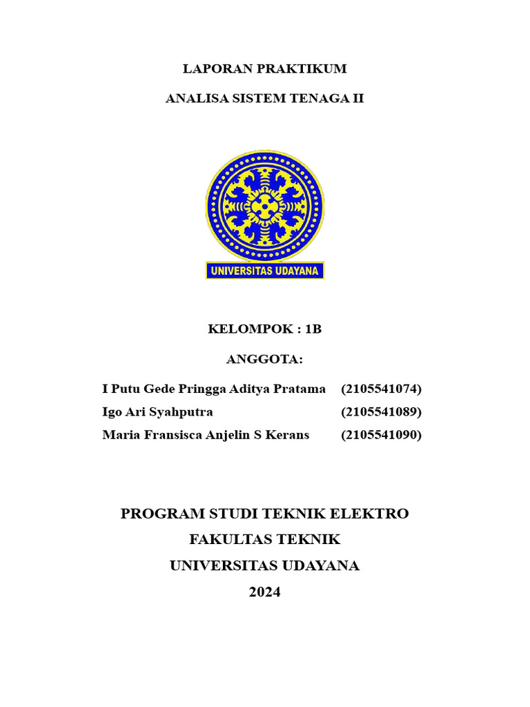 Laporan Akhir Praktikum - Kelompok 1B - Analisa Sistem Tenaga | PDF