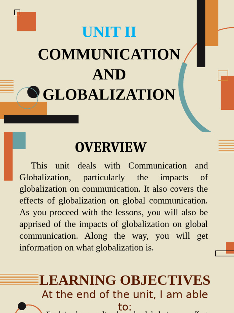 Unit II Communication and Globalization | PDF | Communication | Globalization