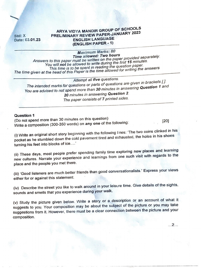 AVM Eng Language Prelim 2023 | PDF