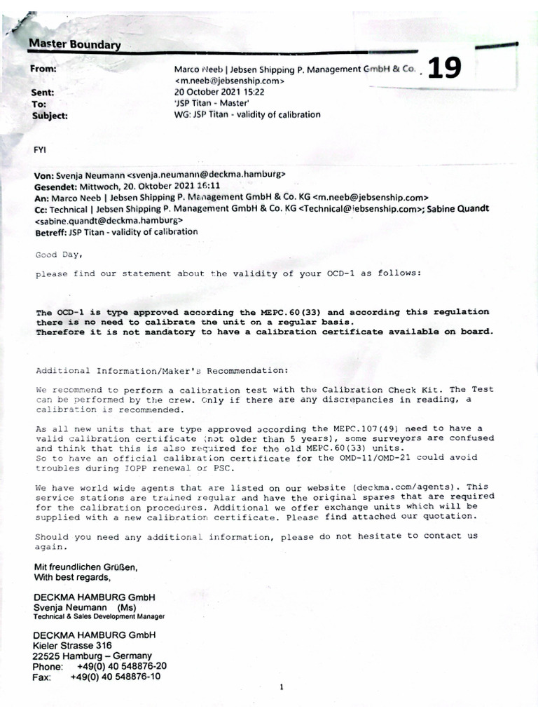 15 PPM Calibration Regulation | PDF