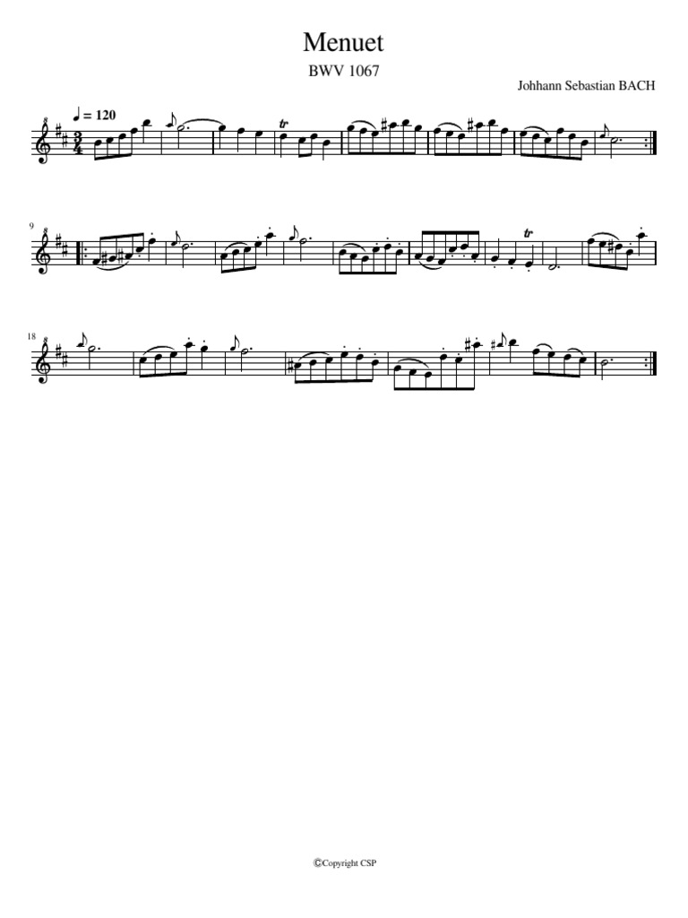 Menuet BWV 1067 | PDF