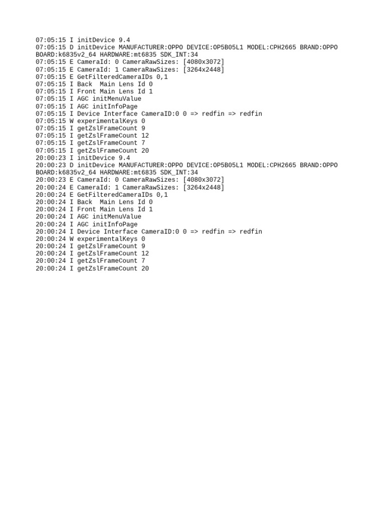 OPPO OP5B05L1 Camera Initialization Logs | PDF | Business
