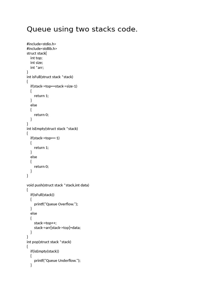Queueusingstack C | PDF | Teaching Methods & Materials | Technology ...