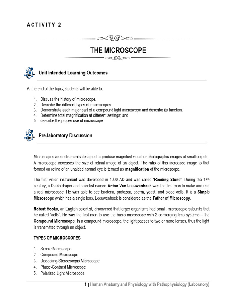Activity-2-The-Microscope | PDF | Microscope | Electromagnetic Radiation