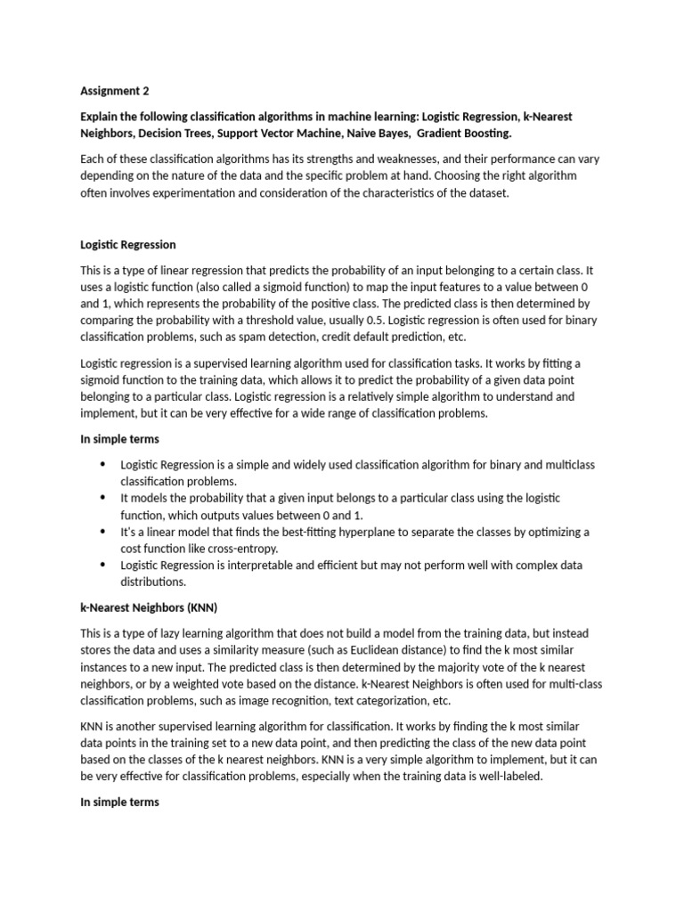 Assignment 2 | PDF | Support Vector Machine | Statistical Classification