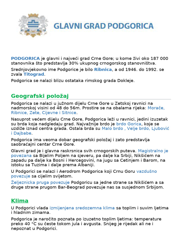 Glavni Grad Podgorica | PDF