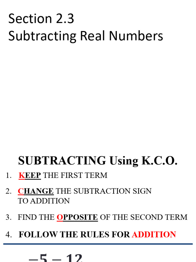 Subtracting Real Numbers Guide | PDF | Teaching Methods & Materials ...