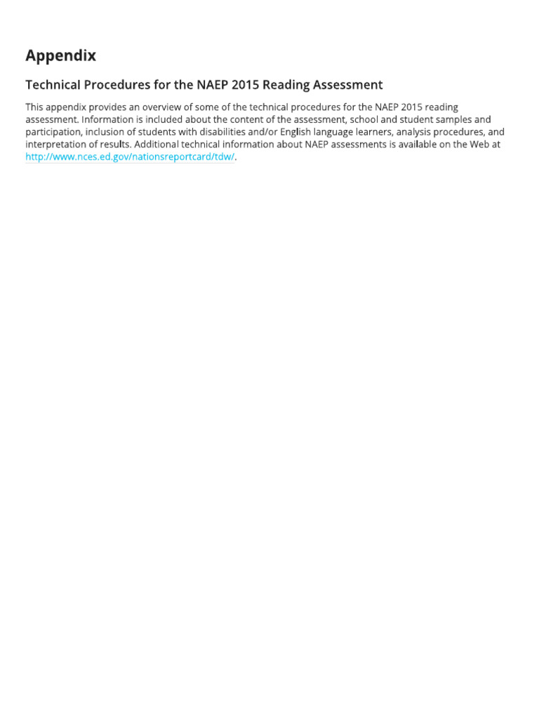 NAEP State Report Reading 2015 Appendix | PDF