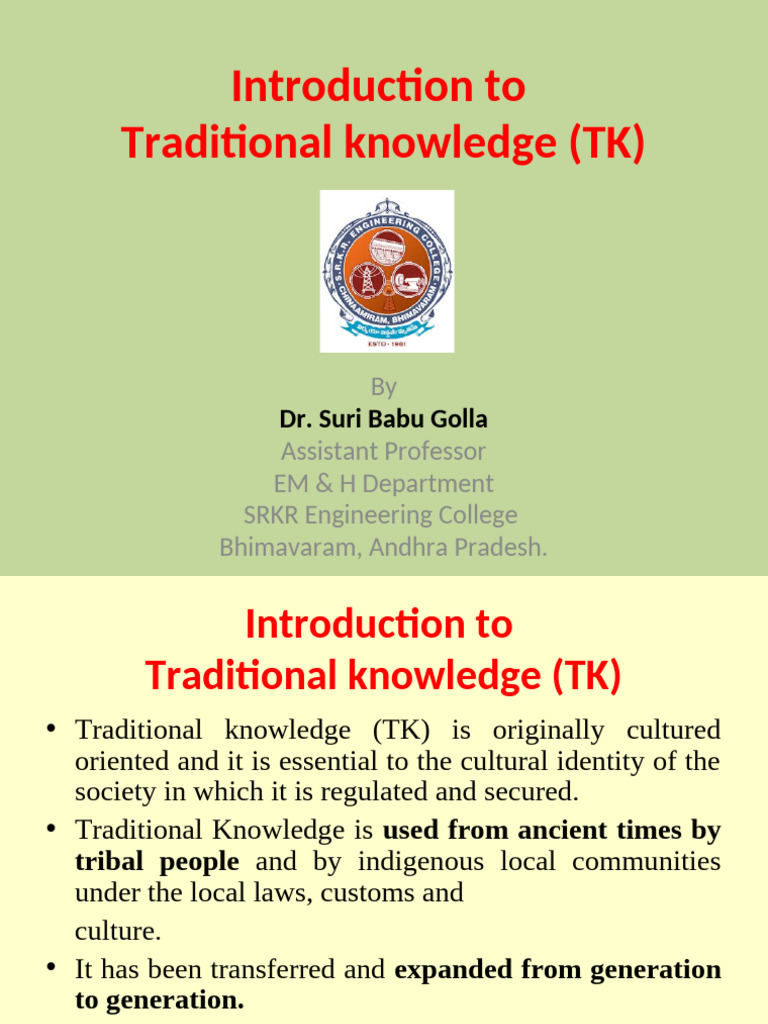 Introduction To Traditional Knowledge (TK) | PDF | Ayurveda ...