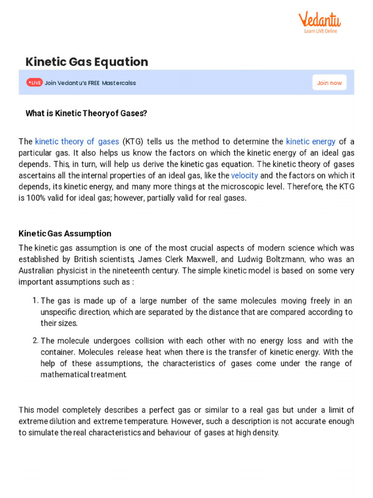 Kinetic Gas Equation | PDF