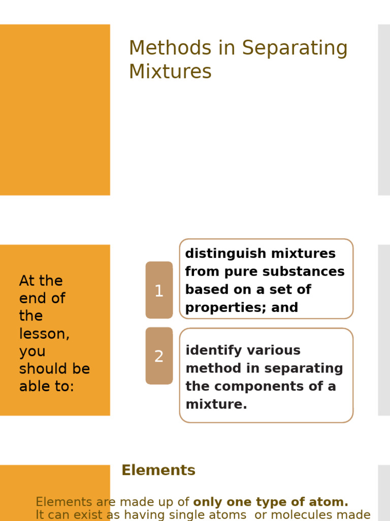 Methods in Separating Mixtures | PDF | Mixture | Chemical Substances