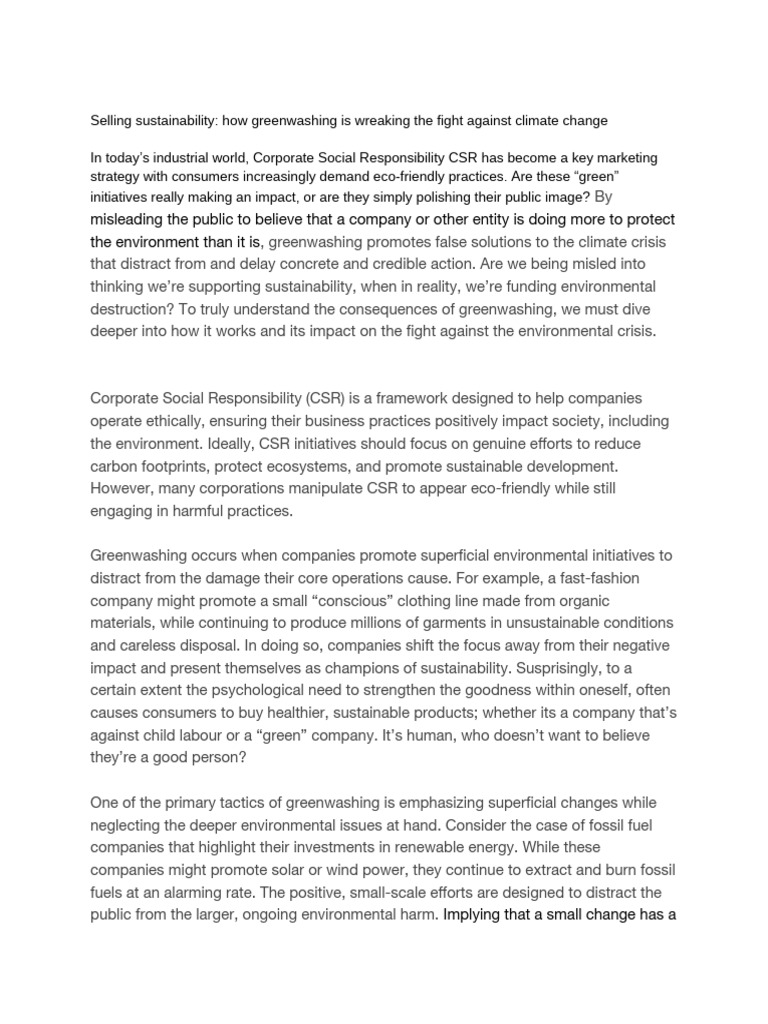 Greenwashing Newsletter | PDF | Corporate Social Responsibility ...