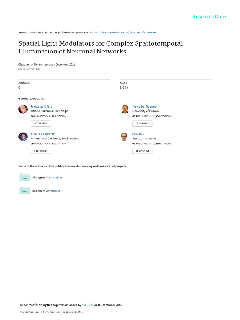 Spatial Light Modulators for Neuronal Illumination | PDF | Microscopy ...