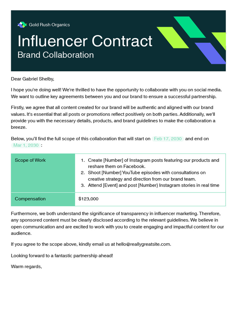 Influencer Contract | PDF | Business