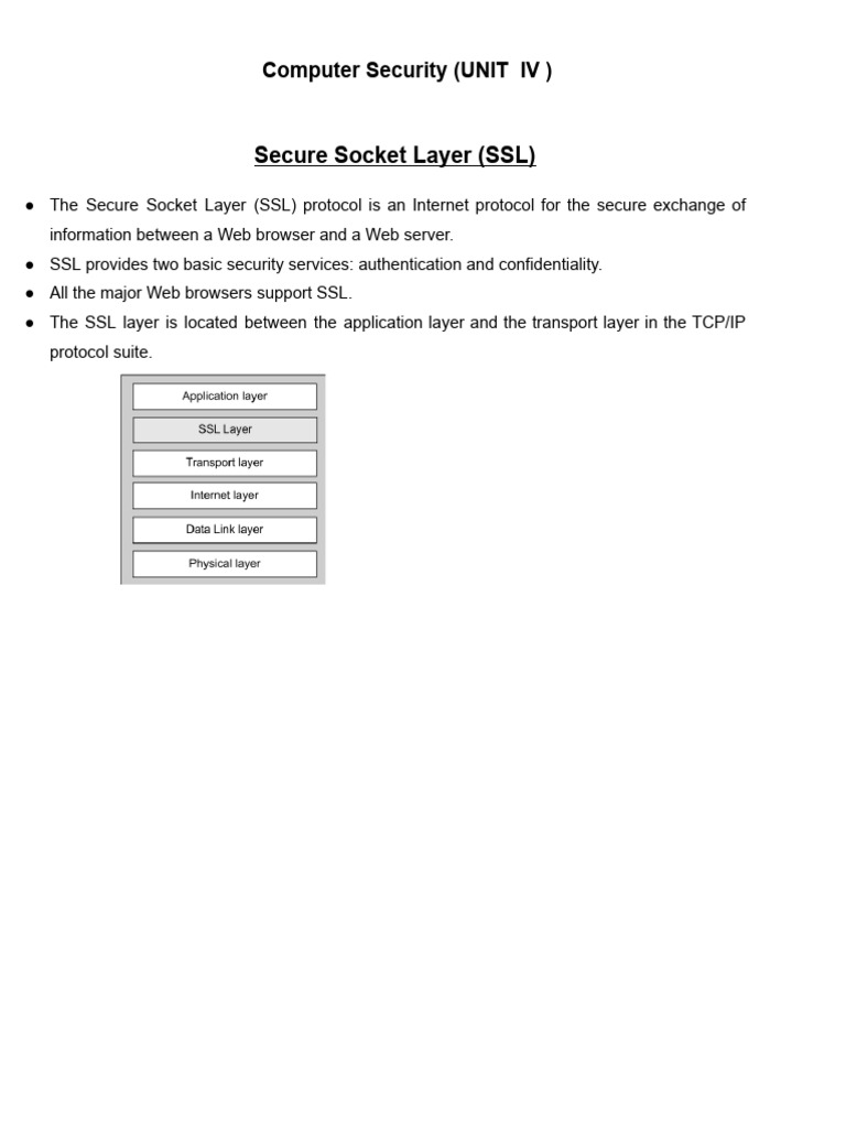 UNIT IV - Secure Socket Layer (SSL) | PDF | Transport Layer Security | Public Key Certificate