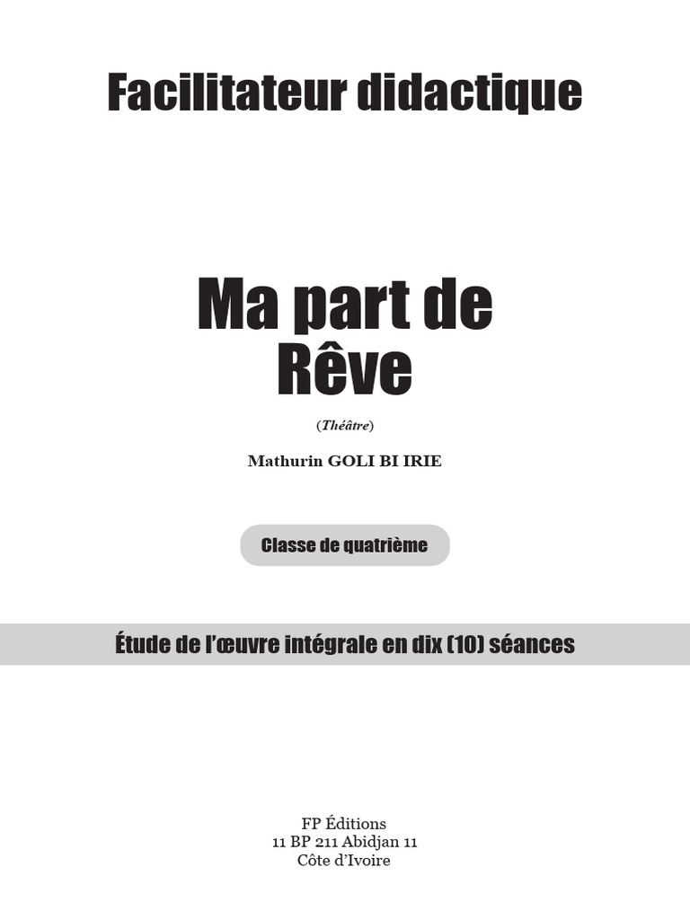 Étude de "Ma part de rêve" de Goli Bi | PDF | Rêve