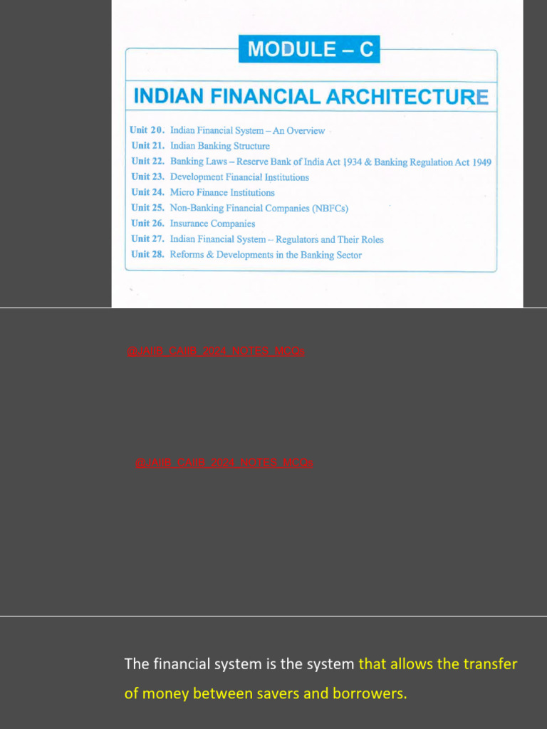 Ie&ifs Module C MCQS & Summary | PDF | Microfinance | Reserve Bank Of India