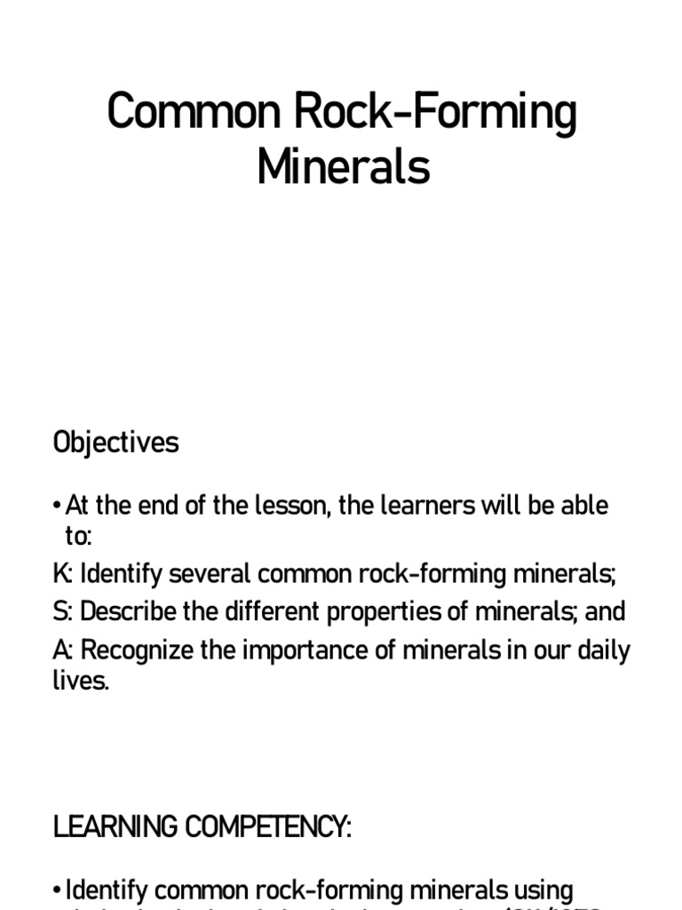 EARTH SCIENCE Common Rock Forming Minerals | PDF | Minerals | Quartz