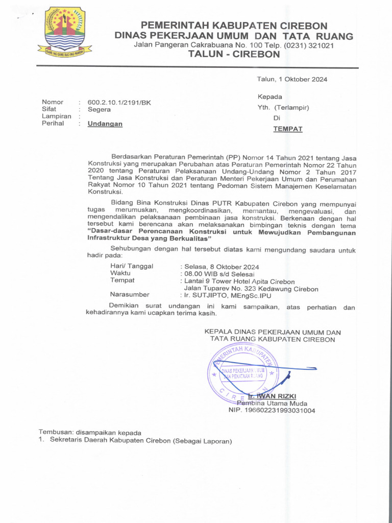 Undangan Bimtek Perencanaan Desa | PDF