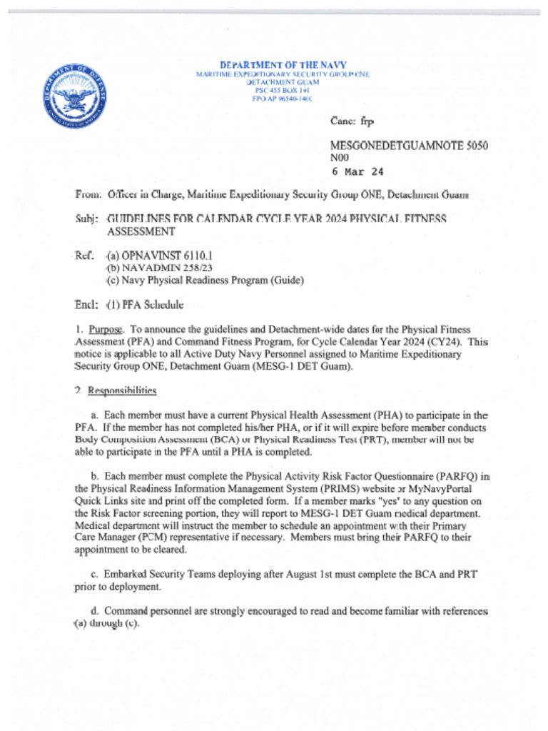 5050 - Guidelines For Calendar Cycle Year 2024 Physical Readiness ...