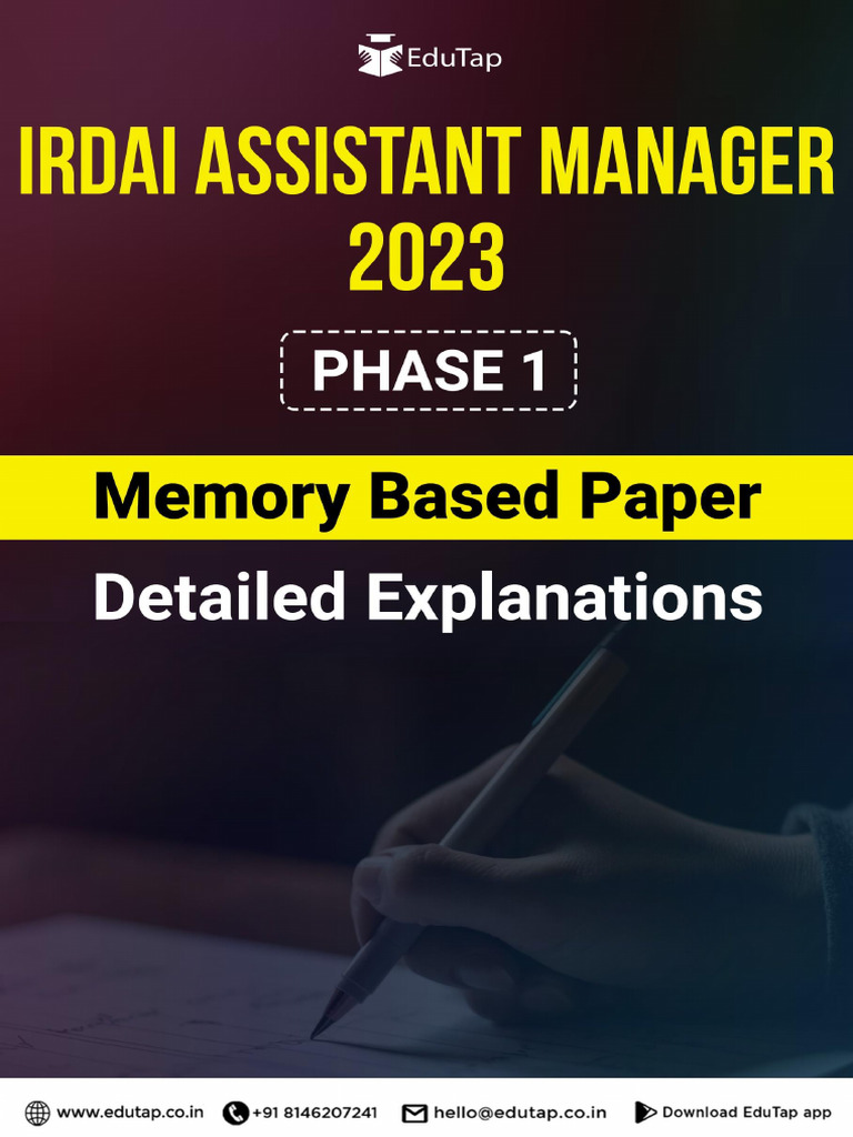 IRDAI Phase 1 Memory Based Paper 2023 Lyst1720870279279 | PDF