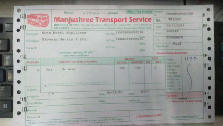 Manjushree Transport Service Builty | PDF