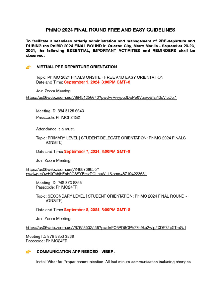 PhIMO 2024 Final Round Guidelines | PDF | Finance & Money Management