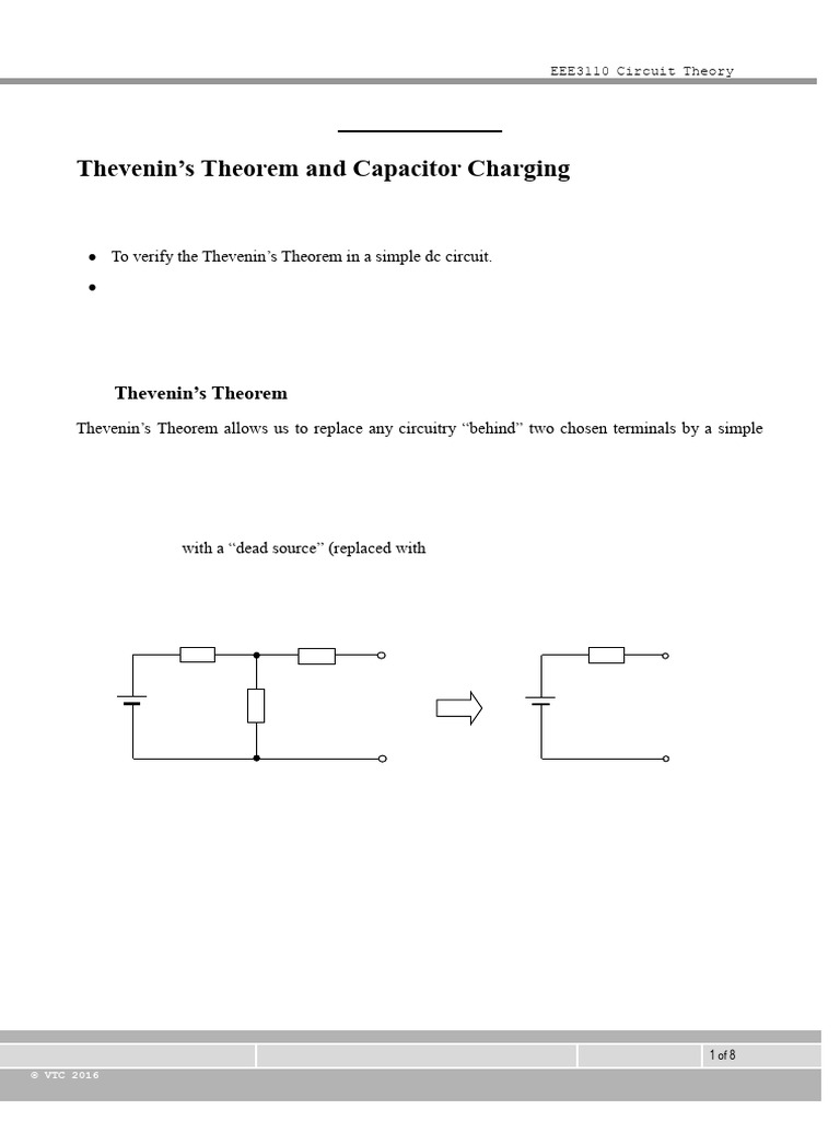 Thevenin's Theorem & Capacitor Lab | PDF | Electrical Network | Capacitor