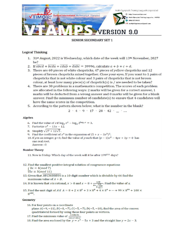 TIMO Heat Round 2022 Reviewer Set 1 | PDF